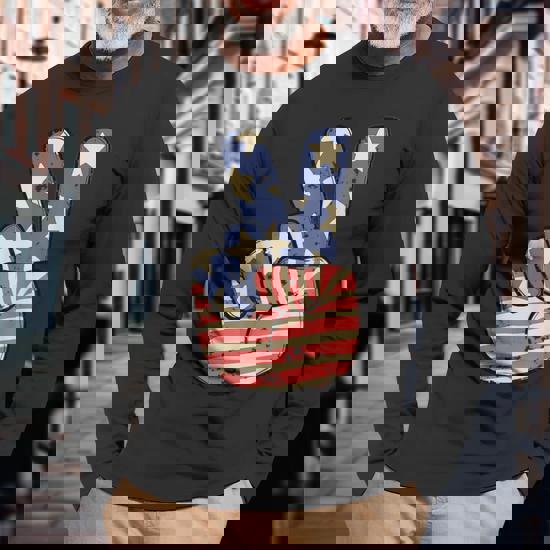 Vintage American Flag Peace Vintage US American Flag Peace Sign Hand