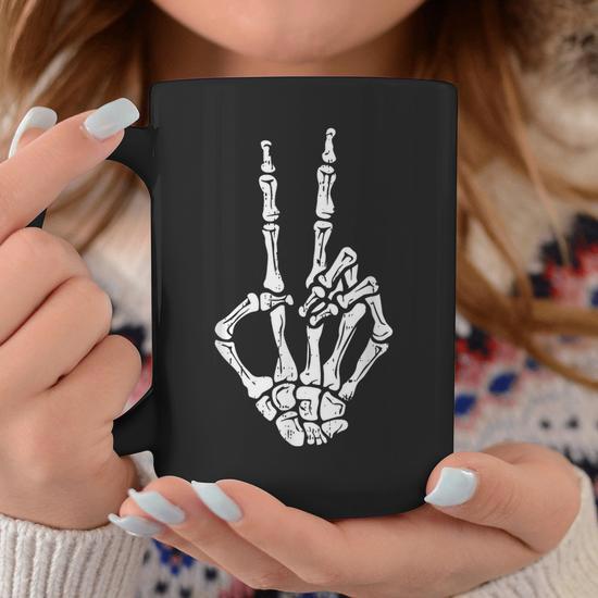 Skeleton hand peace sign tattoo - Bronctattooaus.com