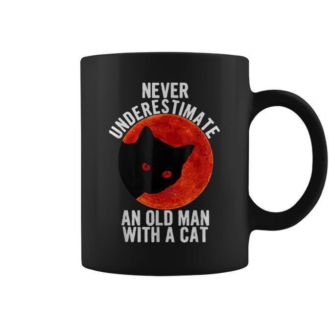 Never Underestimate An Old Man With His Cat Funny Coffee Mug - Seseable
