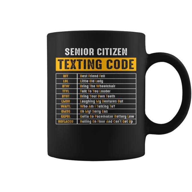 Funny Senior Citizen Texting Code Dad Grandpa Coffee Mug | Mazezy