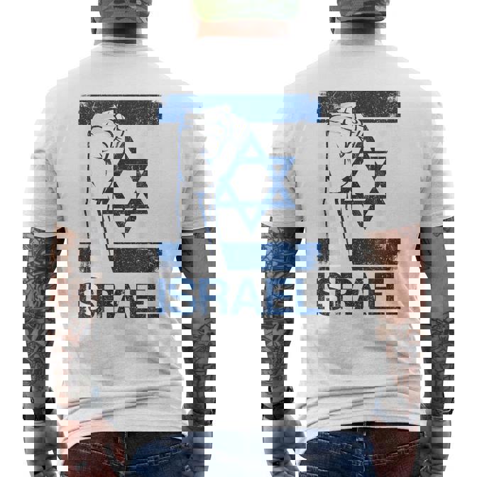 Israeli Flag Vintage Israel Men's T-shirt Back Print | Mazezy