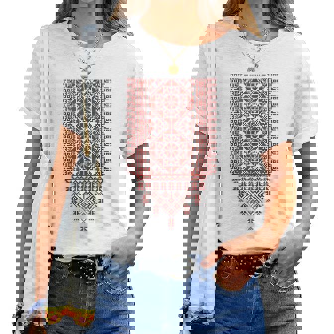 Palestine Arabic Girls Islamic Folklore Thobe Women T-shirt | Mazezy