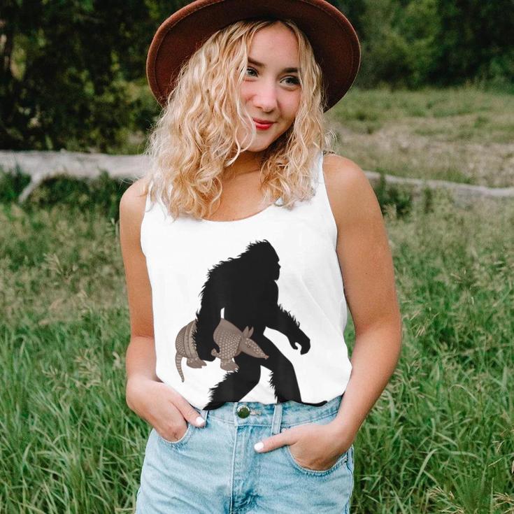 Bigfoot Cradling Armadillo Cryptid Sasquatch Unisex Tank Top | Mazezy