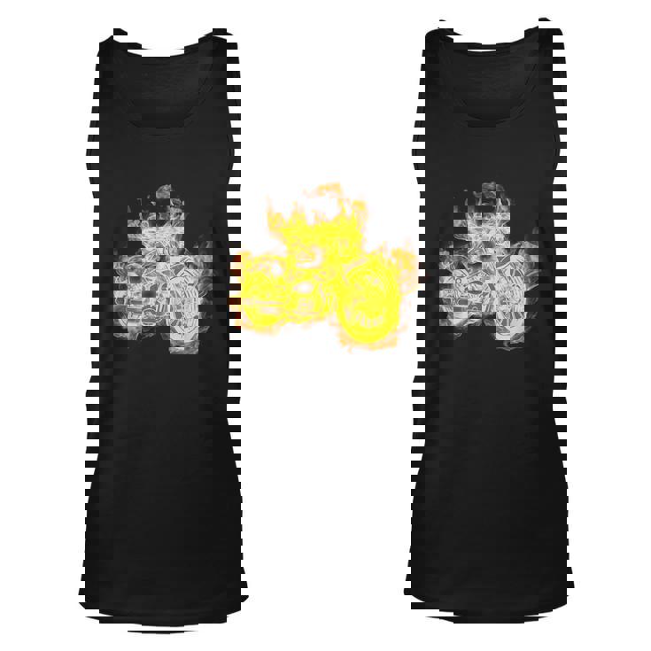 Fire Motorcycle Flames Motorbike Bike Motorcyclist Unisex T-Shirt | Mazezy