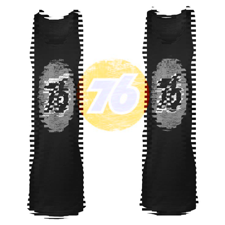 Vintage 76 Gas Station Sign Mens Back Print T-shirt | Mazezy