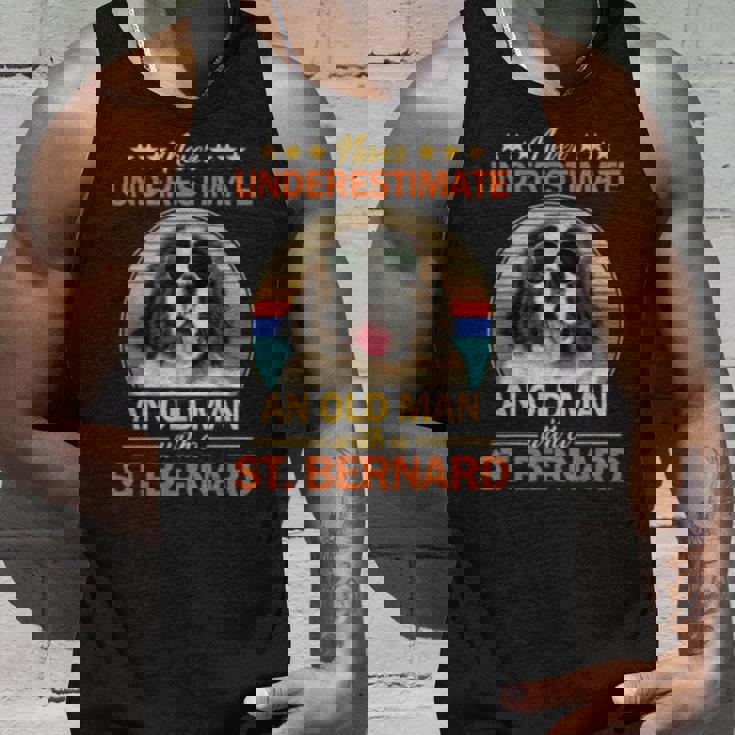 Never Underestimate An Old Man With Saint Bernard Old Man Tank Top | Mazezy