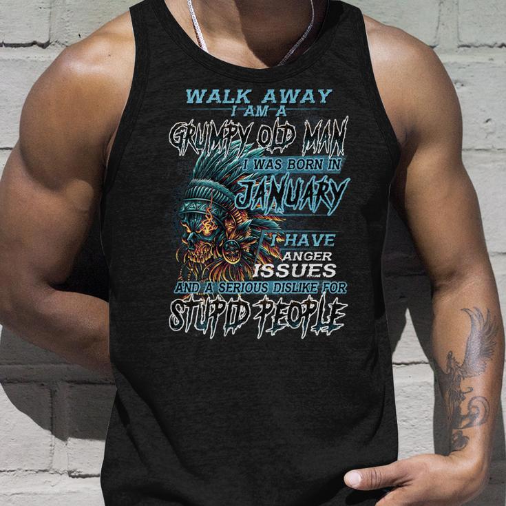 Walk Away Im A Grumpy Old Man I Was Born In January Tank Top | Mazezy