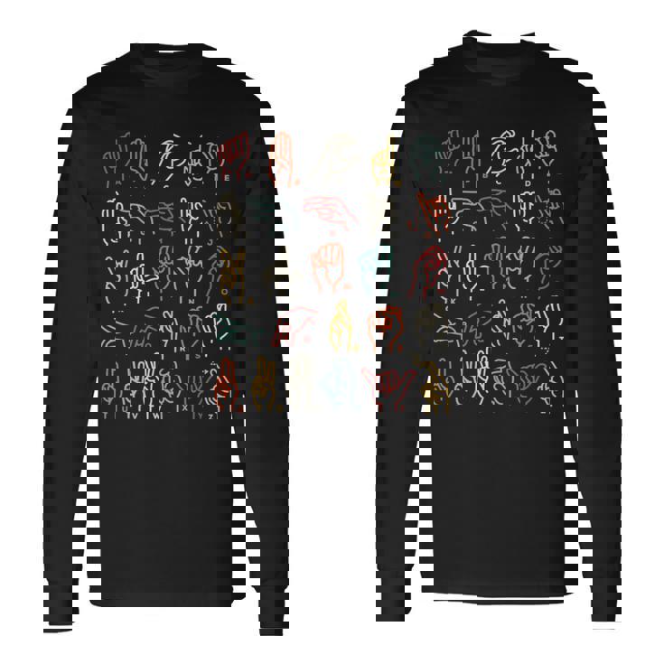 Asl Abc American Sign Language Alphabet Retro Deaf Awareness Long ...