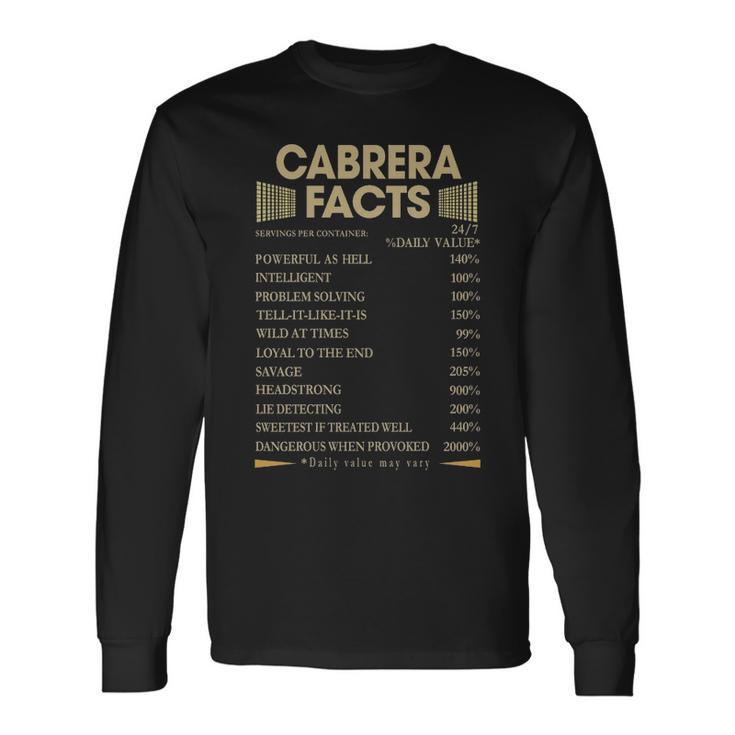 Cabrera Name Cabrera Facts V2 Long Sleeve T-Shirt - Seseable