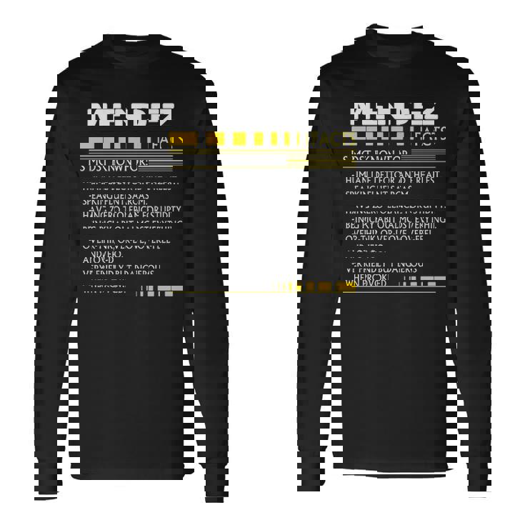 Mendez Name Mendez Facts V2 Long Sleeve T-Shirt - Seseable