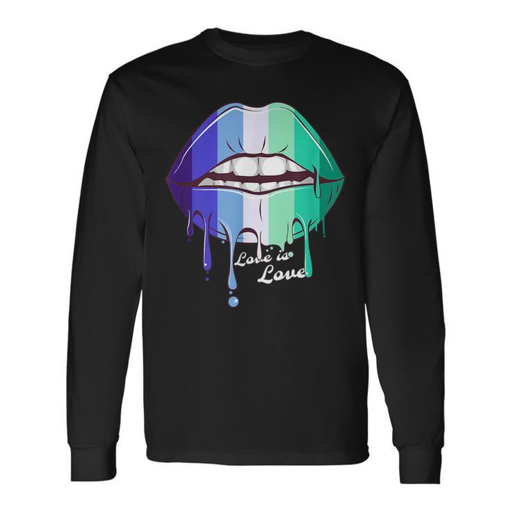 Dripping Lips With Gay Male Mlm Pride Flag For Gay Male Mlm Long Sleeve ...