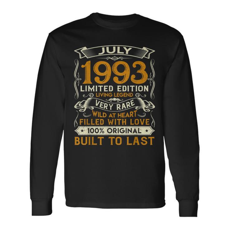 July 1993 Vintage 28 Years Old 28Th Birthday Long Sleeve T-Shirt | Mazezy