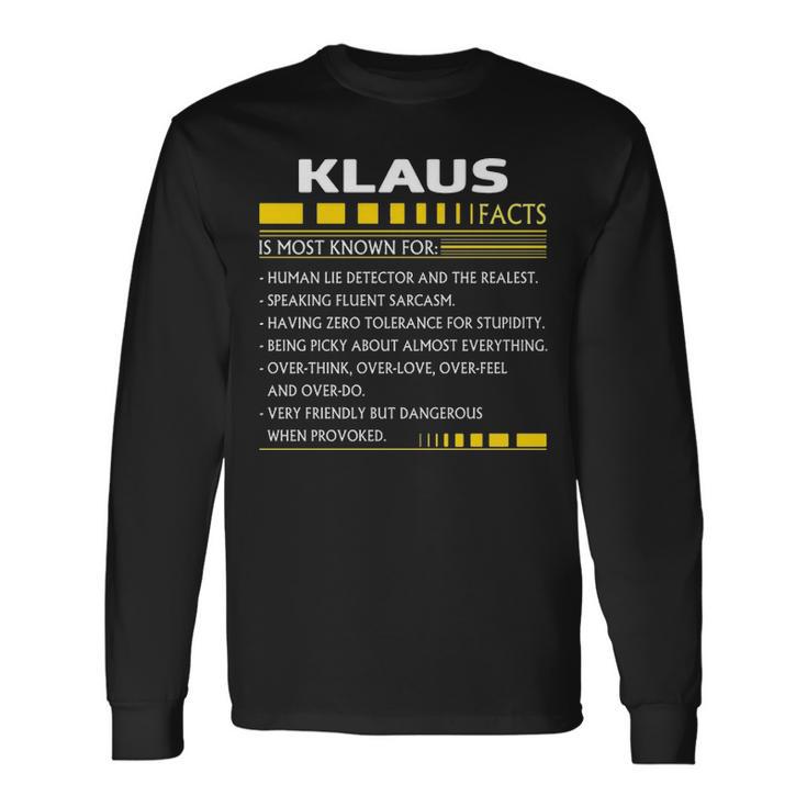 Klaus Name Klaus Facts V2 Long Sleeve T-Shirt - Seseable
