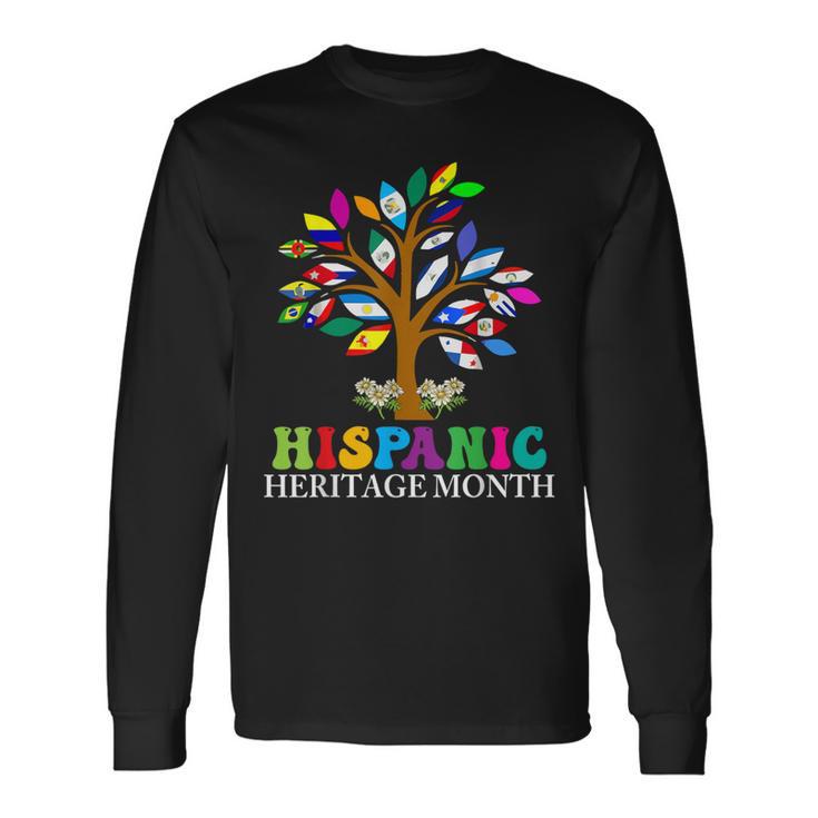 National Hispanic Heritage Month Cute Tree Country Flags Long Sleeve T ...