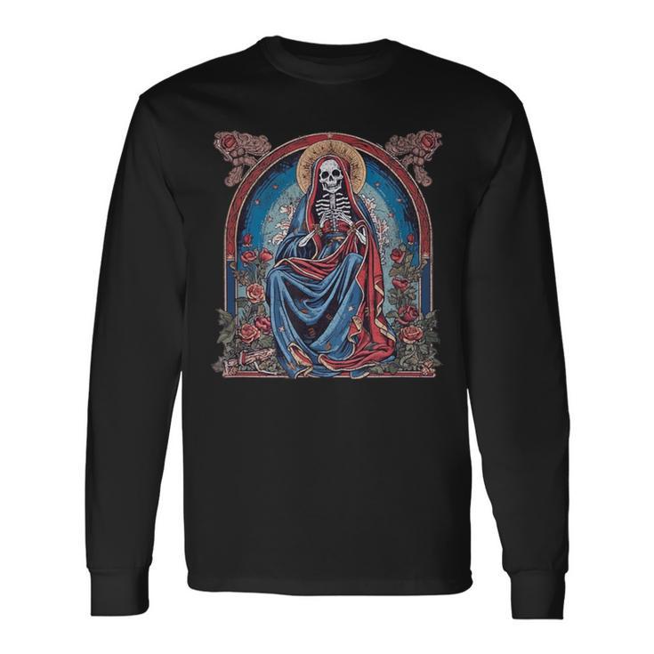 Santa Muerte Saint Death Long Sleeve T-Shirt - Monsterry