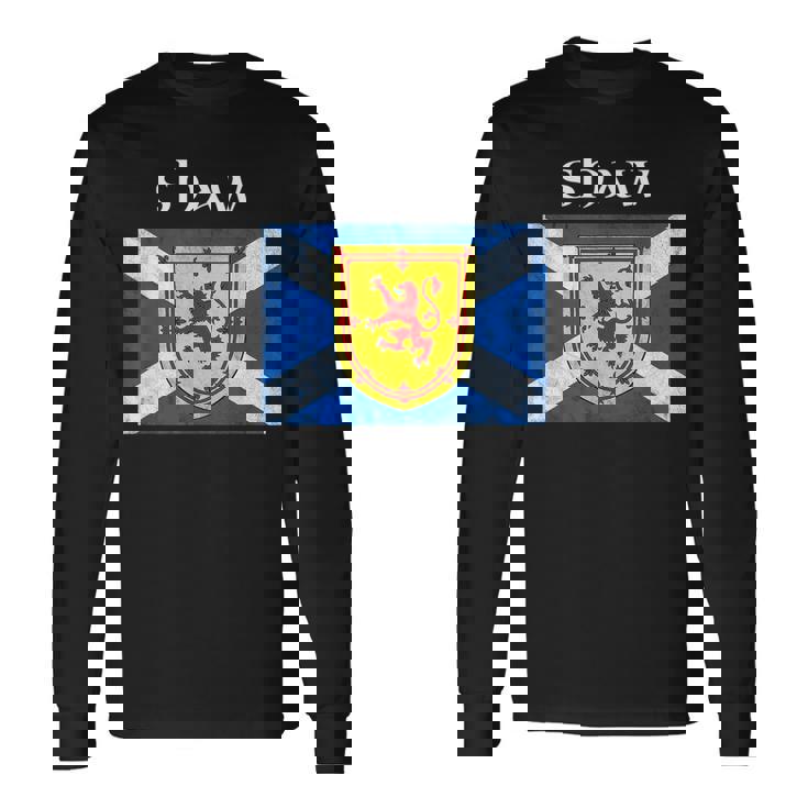 Shaw Scottish Clan Name Scotland Flag Long Sleeve T-Shirt | Mazezy
