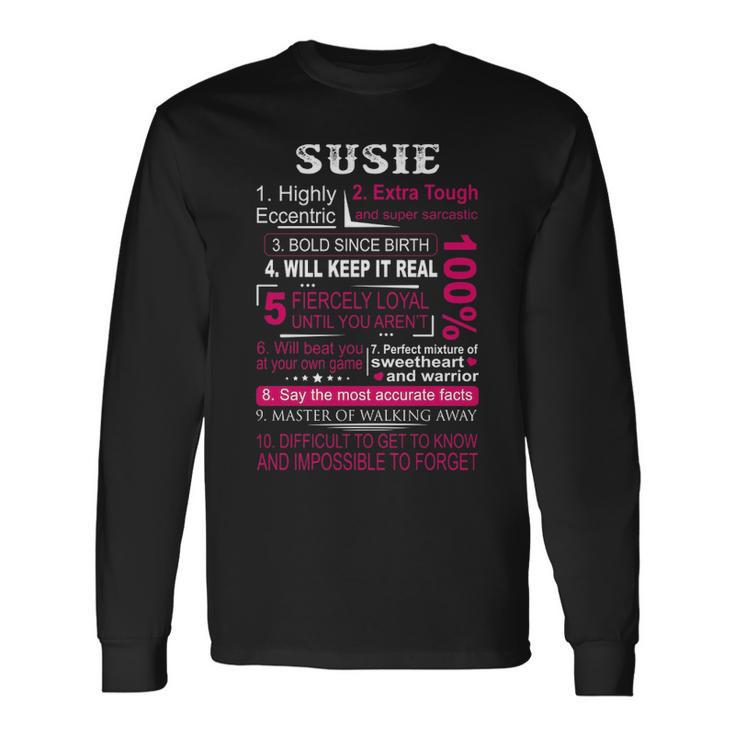 Susie Name 100 Susie V2 Long Sleeve T-Shirt | Seseable