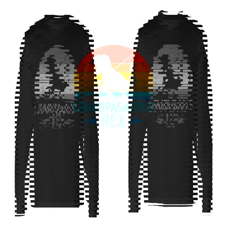 Vintage Fishing Grandpasaurus Dinosaur Rex Grandpa Saurus Long Sleeve T ...