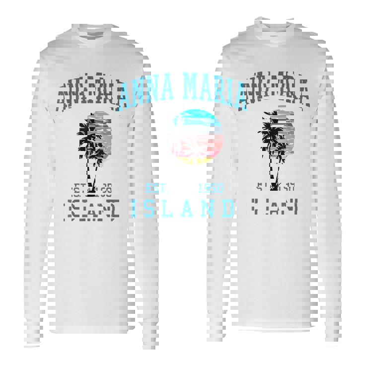 Anna Maria Island Florida Vintage Beach Palm Trees Summer Long Sleeve T ...