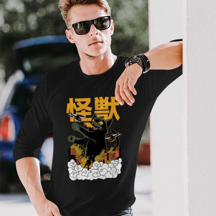 Catzilla Angry Kaiju Anime Cat Monster Long Sleeve - Monsterry