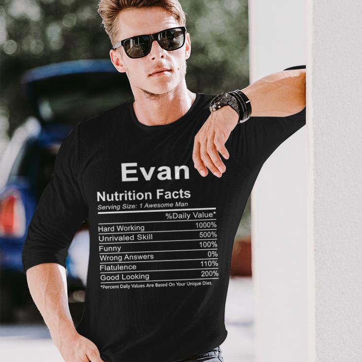 Evan Name Evan Nutrition Facts V2 Long Sleeve T-Shirt - Seseable