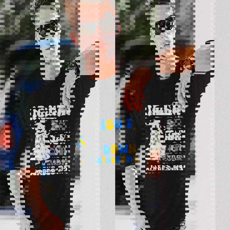 Inclusion Isnt Scary Down Syndrome Awareness Yellow And Blue Long ...