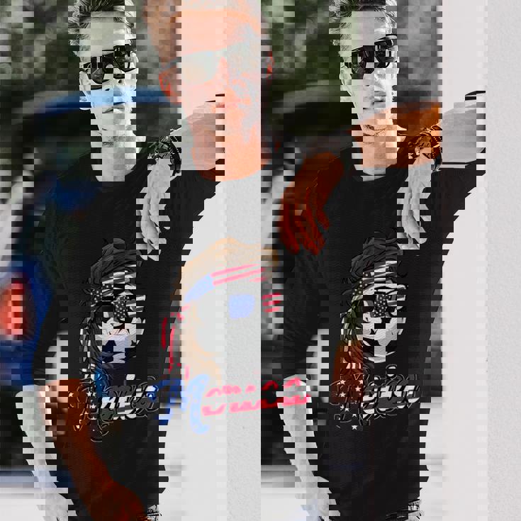 Merica Mullet Soccer Ball Redneck Mullet Pride Long Sleeve T-Shirt T ...