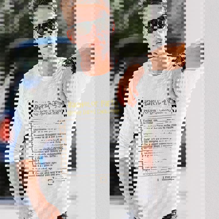 Bachelor Party Checklist Group Dares Challenge Stag Do Game Long Sleeve T-Shirt | Mazezy