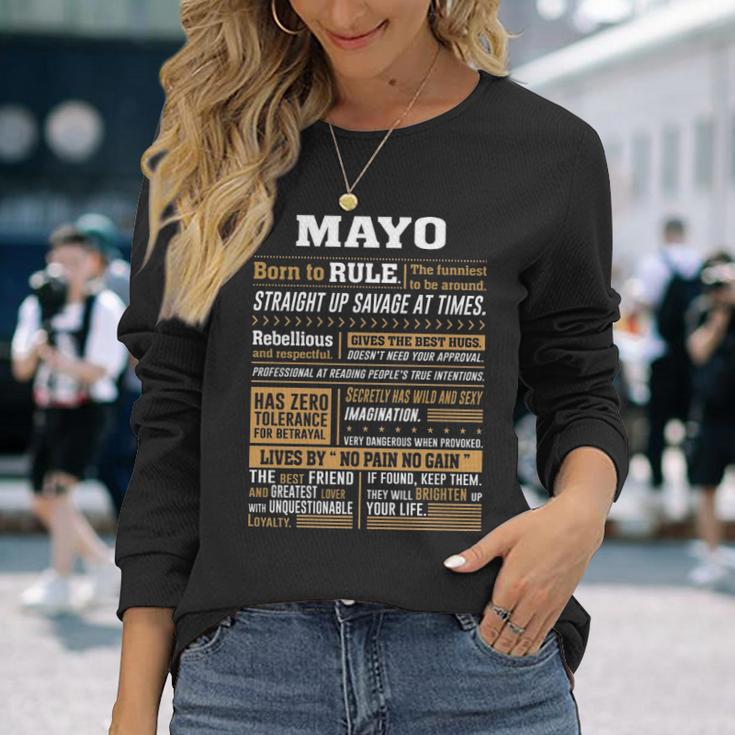 Mayo Name Mayo Born To Rule Long Sleeve T-Shirt - Seseable