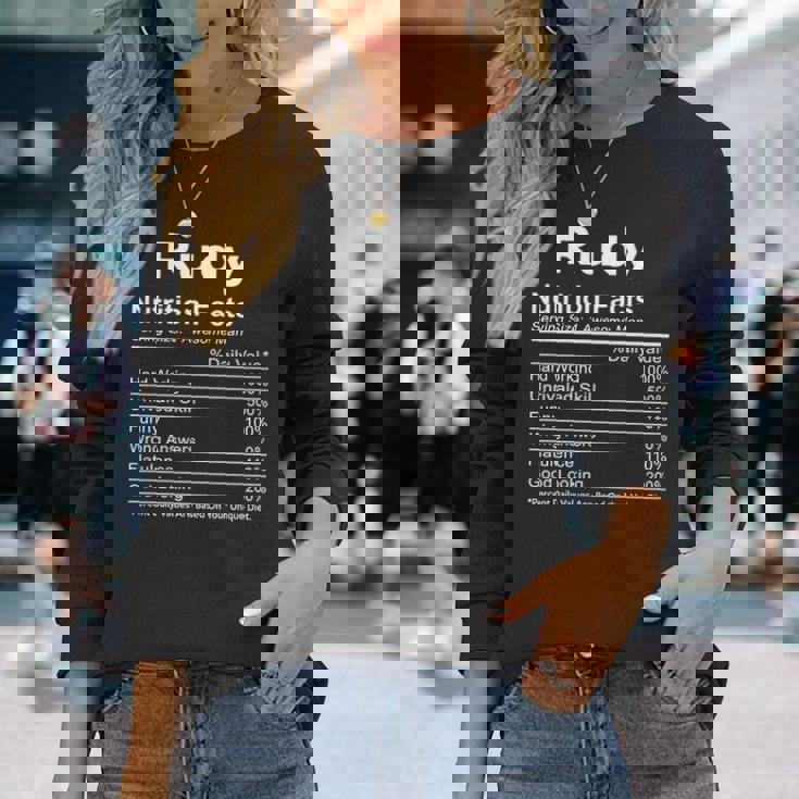 Rudy Name Rudy Nutrition Facts V2 Long Sleeve T-Shirt - Seseable