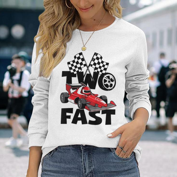 Two Fast 2 Curious Racing 2Nd Birthday Race Car Pit Crew Long Sleeve T ...