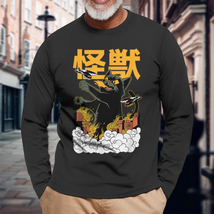 Catzilla Angry Kaiju Anime Cat Monster Long Sleeve - Monsterry