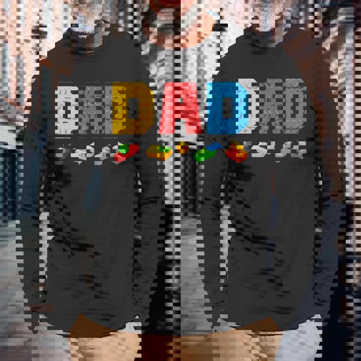 Dad Master Builder Building Bricks Blocks Family Long Sleeve - Monsterry