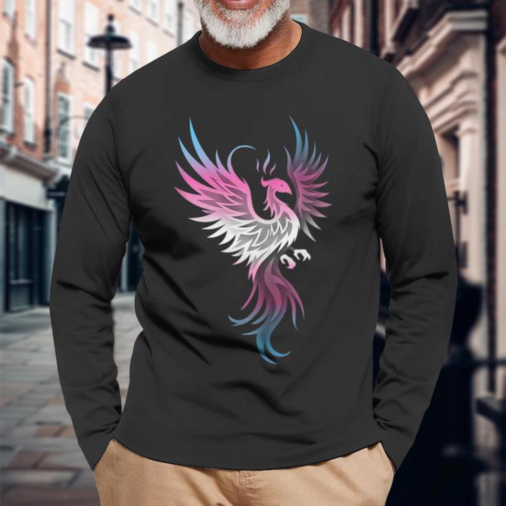 Transgender Phoenix Bird Trans Pride Flag Rising From Ashes Long Sleeve ...