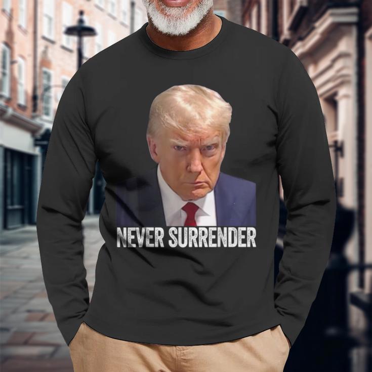 Trump Never Surrender Shot Free Trump Long Sleeve T-Shirt | Mazezy