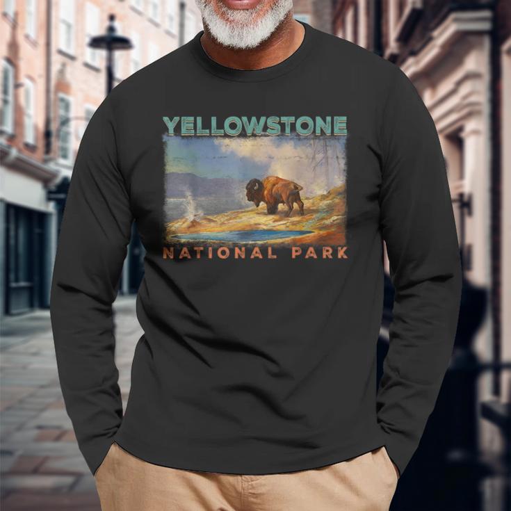 Yellowstone National Park Retro Vintage Apparel Souvenir Long Sleeve T ...