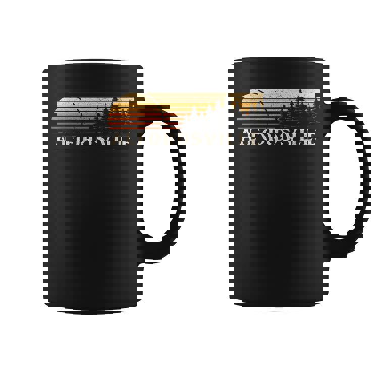 Alfordsville In Vintage Evergreen Sunset Eighties Retro Coffee Mug | Mazezy