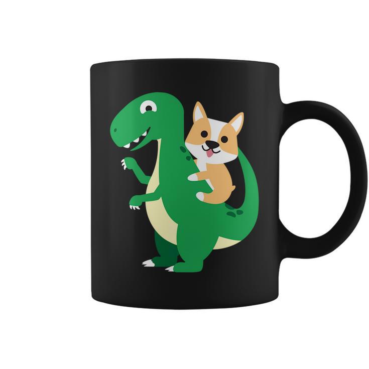 Corgi Riding T-Rex Cool Dinosaur Dino Dog Halloween Costume Coffee Mug ...