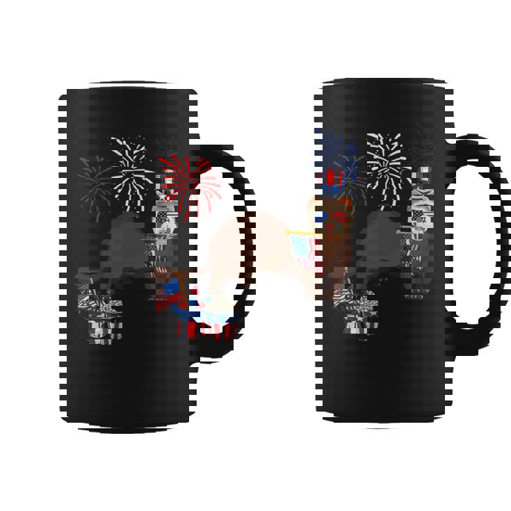 Ferret Holding American Flag Sunglasses Happy 4Th Of July Coffee Mug - Monsterry