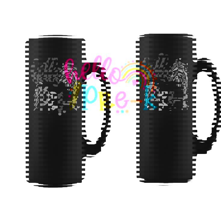 Hello Pre K Rainbow Back To School Teachers Girls Coffee Mug | Mazezy