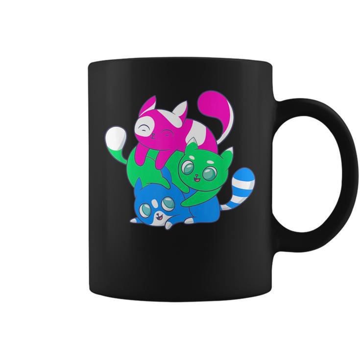 Kawaii Cat Pile Kittens Poly Pride Month Polysexual Flag Coffee Mug ...