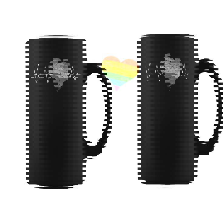 Lgbtq Heart Heartbeat - Love Gay Pride Heartshape Ekg Pulse Coffee Mug ...
