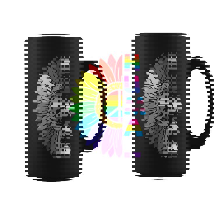 Lgbtq Human Pride Month Rainbow Peace Sign Flower Coffee Mug | Mazezy