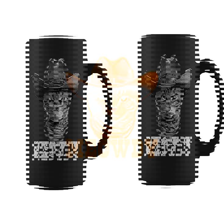 Meowdy Funny Country Cat Cowboy Hat Cat Howdy Coffee Mug | Seseable