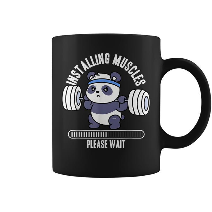 Muscle Building Fitness Panda Weight Lifting Barbell Workout Coffee Mug ...