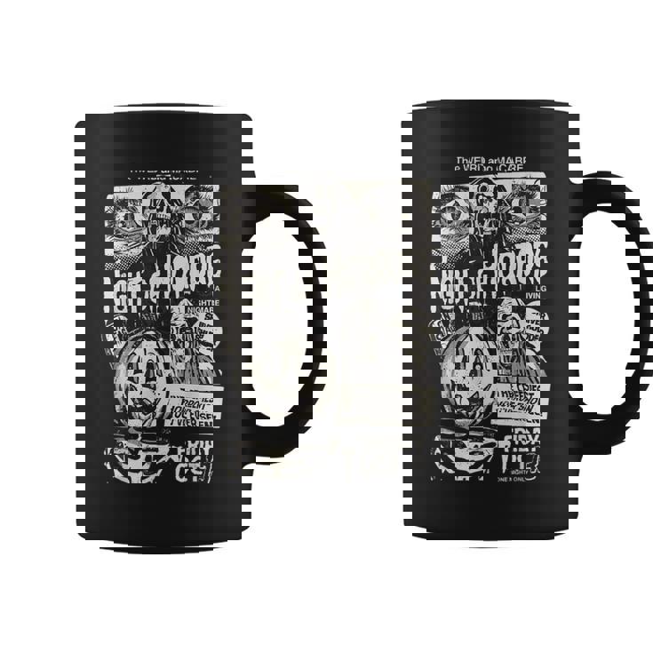 Night Of Horrors Vintage Scary Movie Graphic Coffee Mug | Seseable