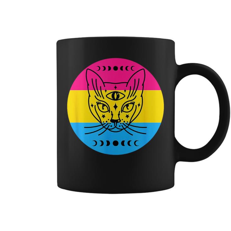 Pan Pride Subtle Pansexual Lgbtq Lgbt Cat And Moon Phase Coffee Mug ...