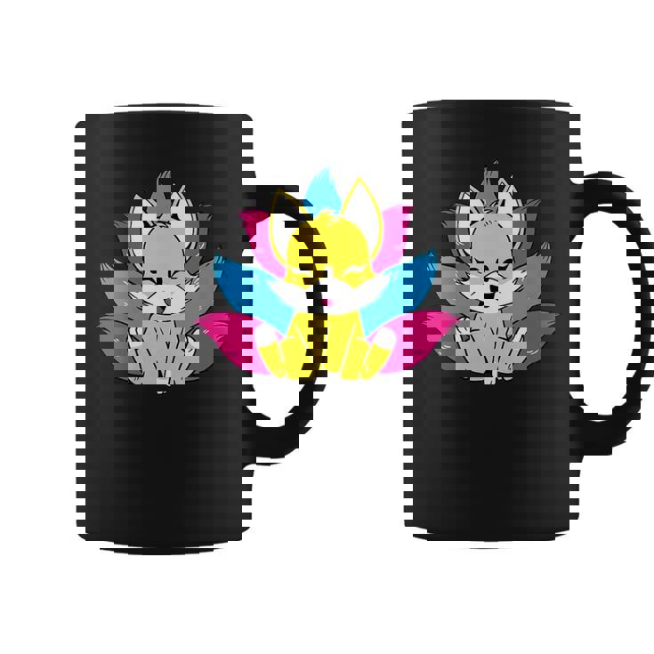 Pansexual Subtle Pride Cute Kitsune Fox Pan Flag Coffee Mug | Mazezy