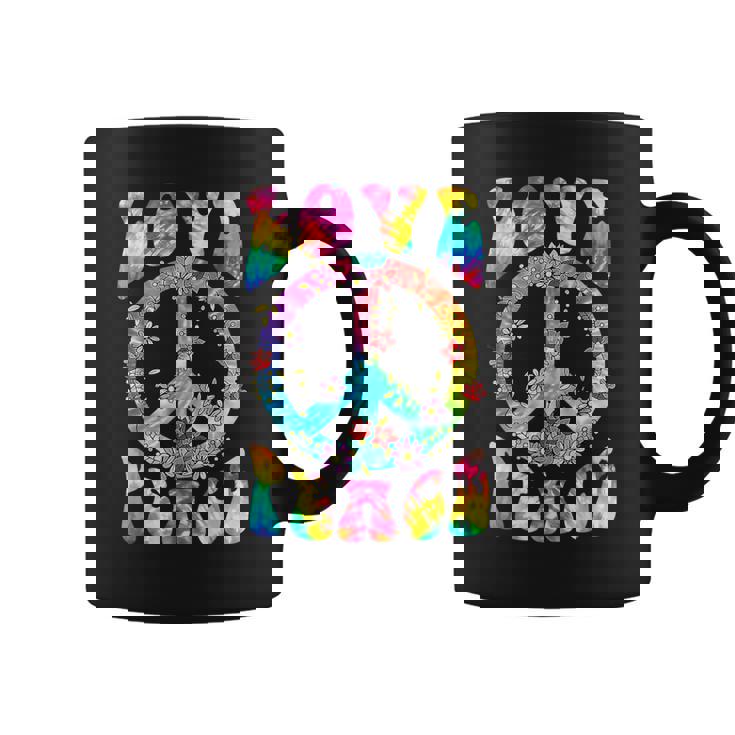 Peace Sign Love 60'S 70'S Tie Dye Hippie Costume Coffee Mug | Mazezy