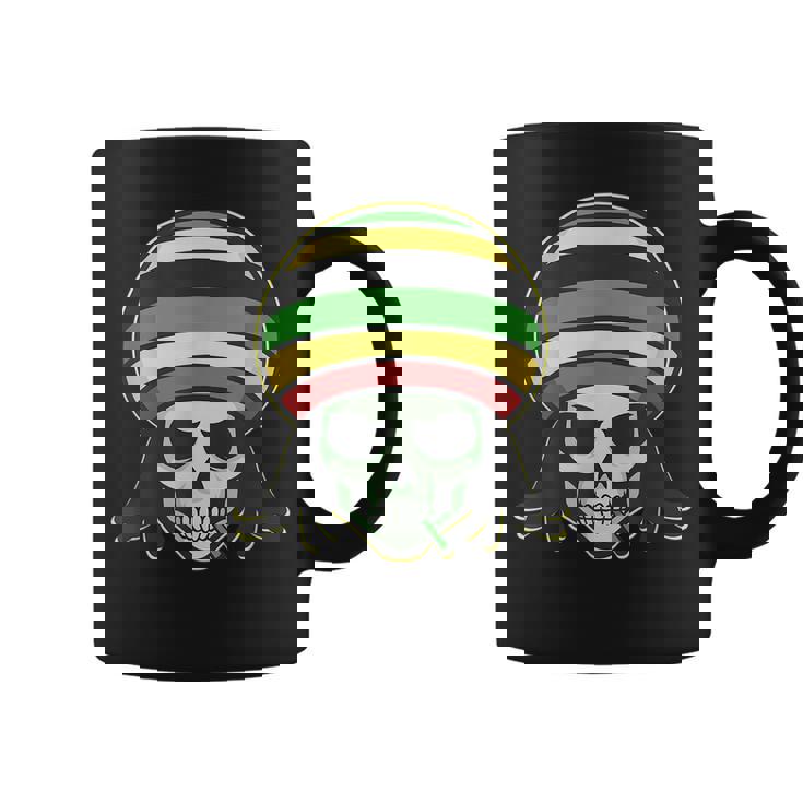 Rastafarian Skull With Marijuana Joint Scary Skeleton Coffee Mug | Mazezy